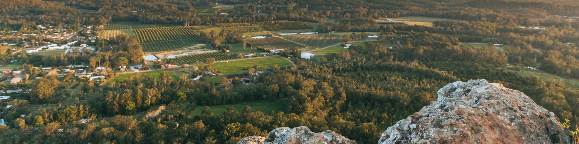 Mount Ngungun featuring landscape views, mountains and a sunset