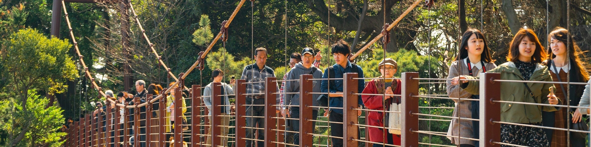 Jogasaki Suspension Bridge which includes a bridge as well as a small group of people
