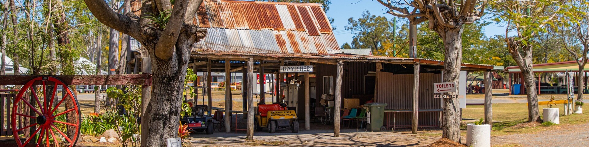 Calliope River Historical Village showing farmland