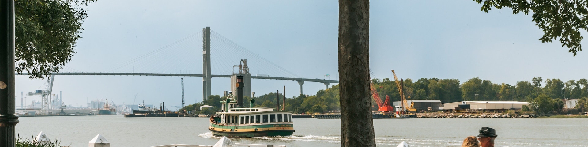 Rousakis Riverfront Plaza showing boating and a river or creek as well as a couple