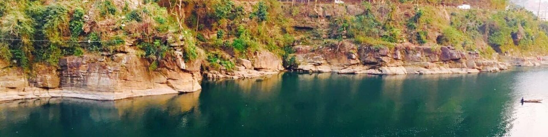 The crystal clear water of Dawki , Meghalaya, India