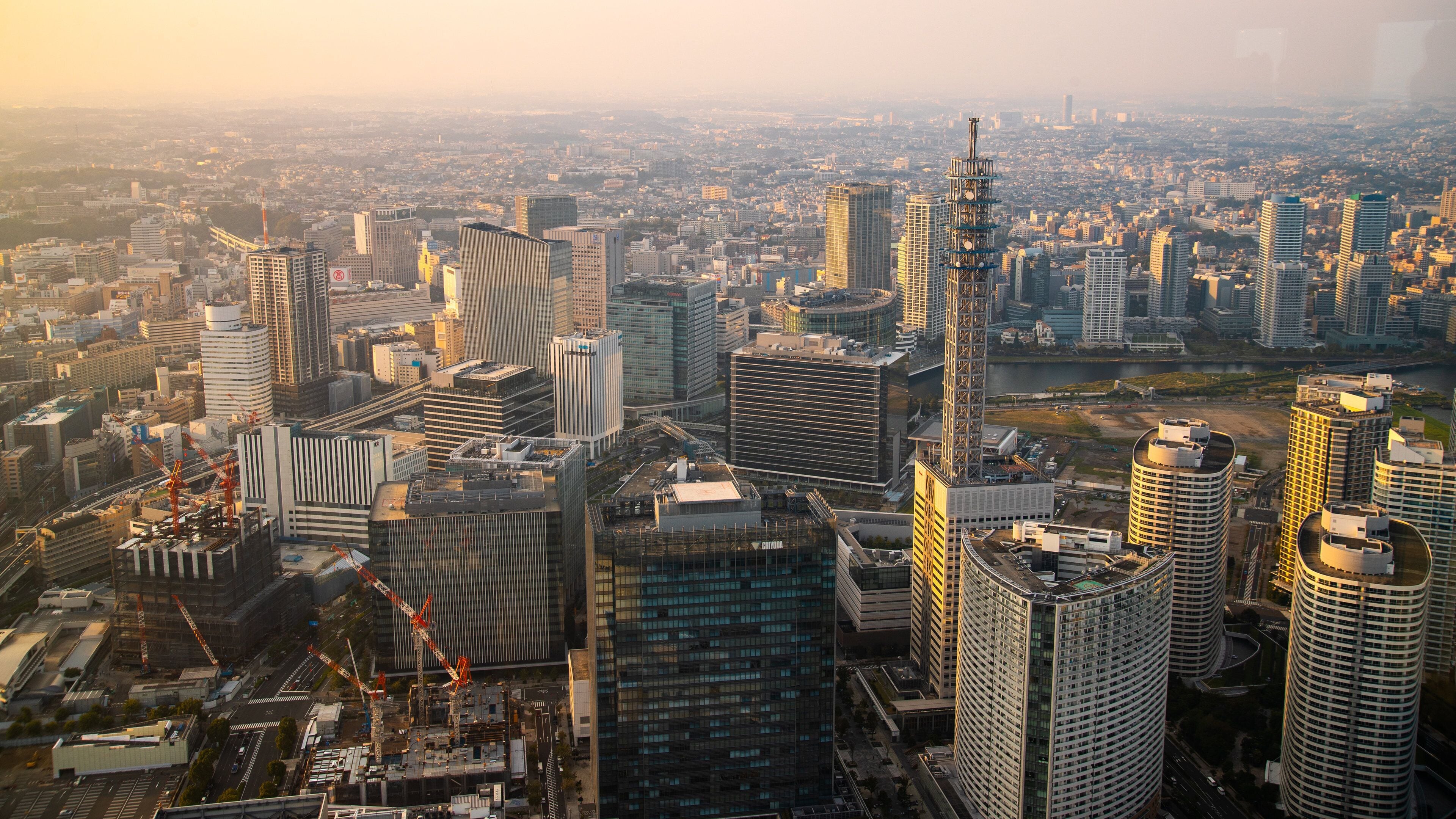 Sky Garden which includes a sunset, landscape views and a city