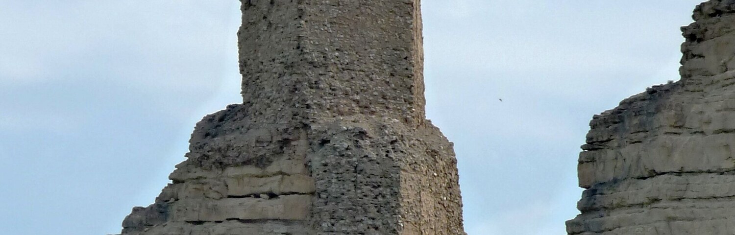 Rueda de Jalón - Castillo (s. IX - XII) - Torre del homenaje desde la carretera