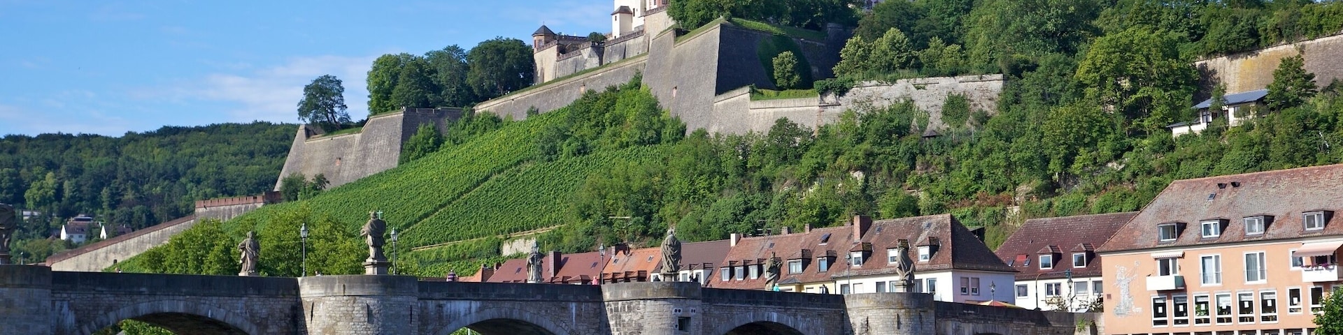 Marienberg Fortress is a prominent landmark on the left bank of the Main river in Würzburg, in the Franconia region of Bavaria, Germany. The mighty Fortress Marienberg is a symbol of Würzburg and served as a home of the local prince-bishops for nearly five centuries. It has been a fort since ancient times. Most of the current structures originally were built in Renaissance and Baroque styles between the 16th and 18th centuries. After Gustavus Adolphus of Sweden conquered the area in 1631 during the Thirty Years' War, the castle was reconstructed as a Baroque residence. After it ceased to serve as residence of the Bishops of Würzburg, the fortress saw repeated action in the wars of the late 18th and 19th centuries.