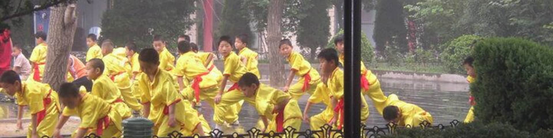 We were walking along and happened upon a kung fu school doing drills outside in the open air.