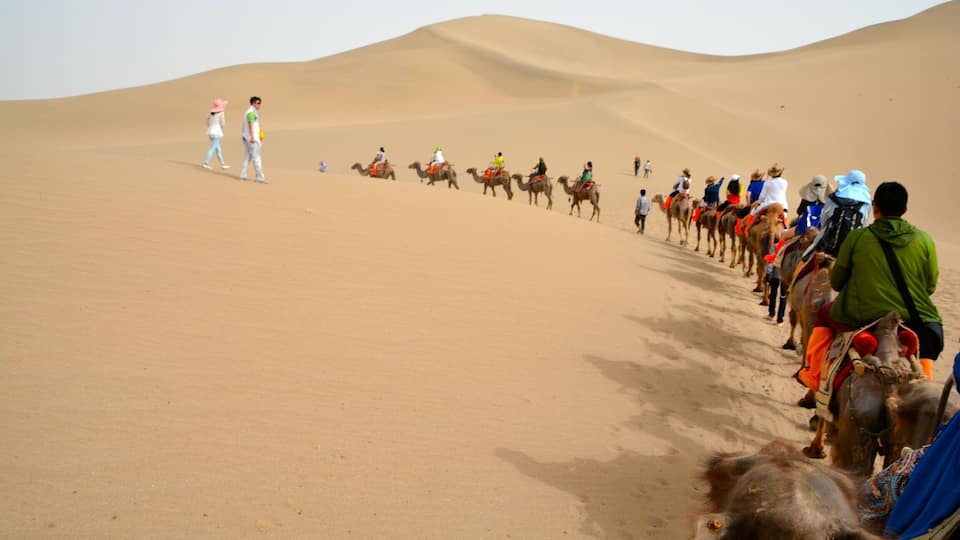 Camel ride at Mingshashan, Dunhuang, China