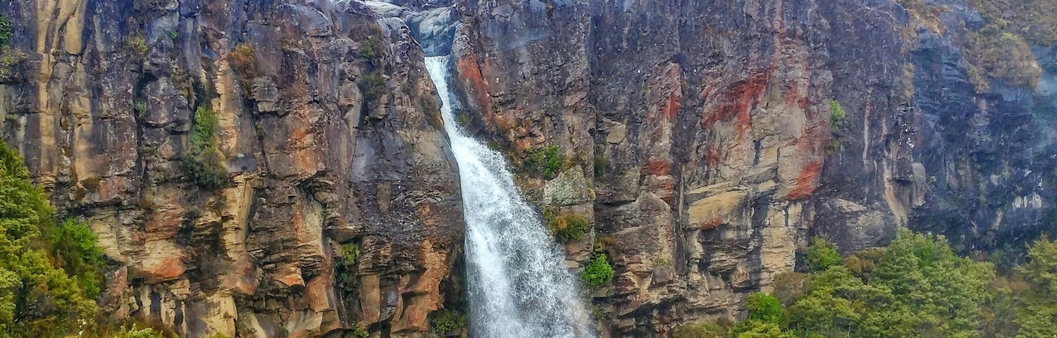 Finally greeted by Taranaki Falls.
