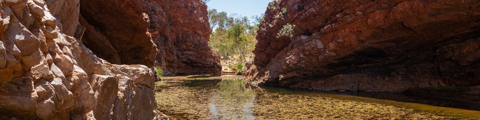 Simpsons Gap featuring a river or creek and a gorge or canyon