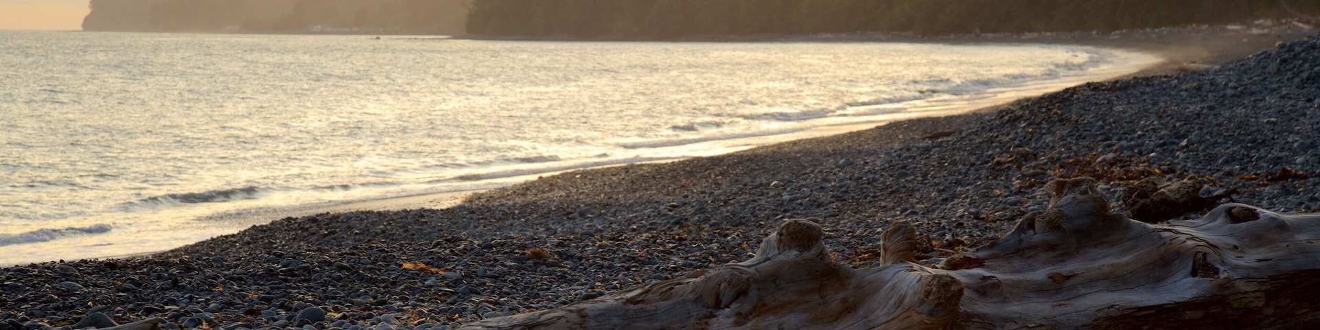 Sooke featuring a pebble beach, general coastal views and a sunset