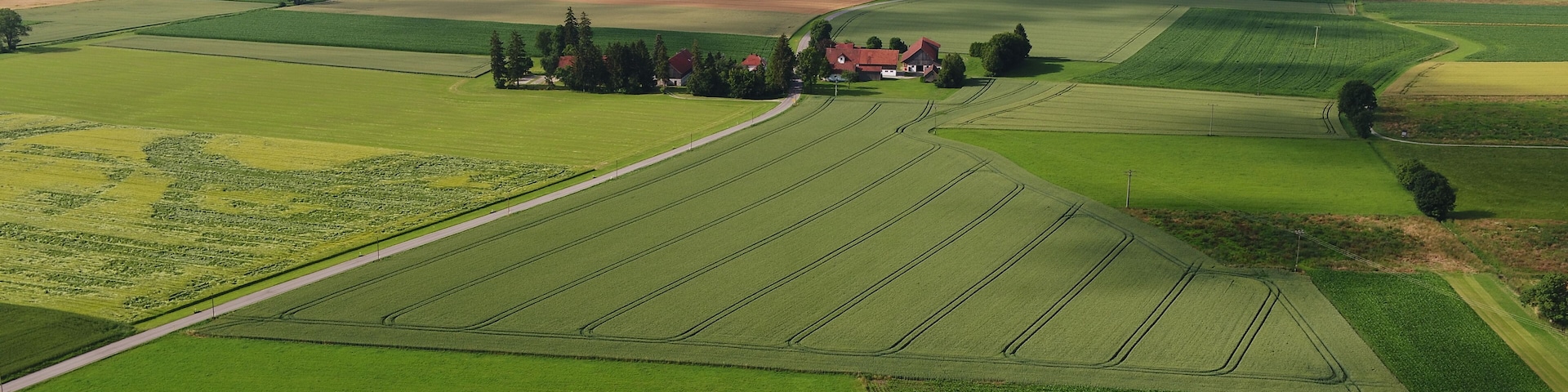 Oberhöfen mit Scharlach, Mühlbach und Höfener Straße aus der Luft
