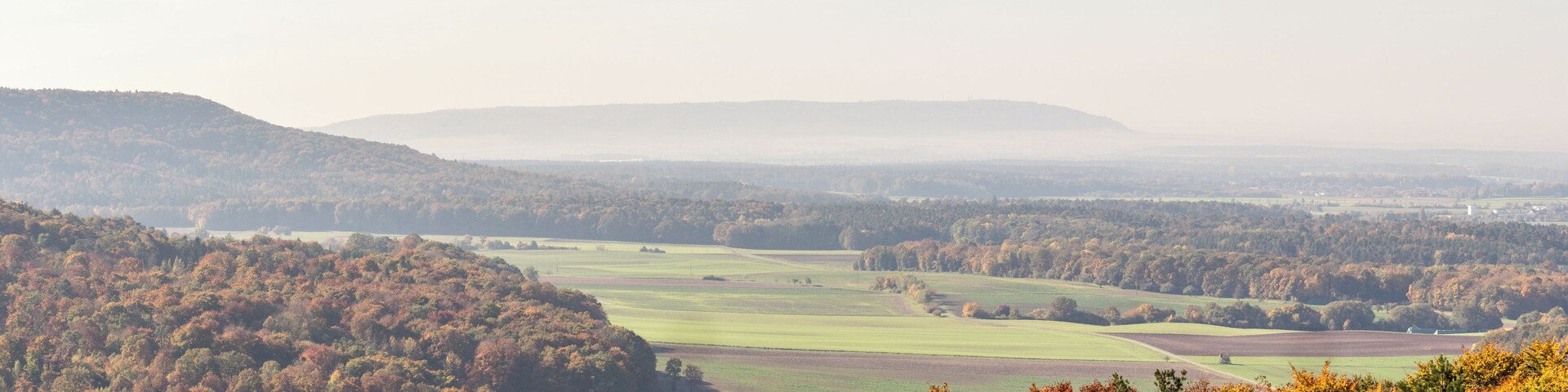 View from the treetop path in the Steigerwald near Ebrach. Direction of view SW.
