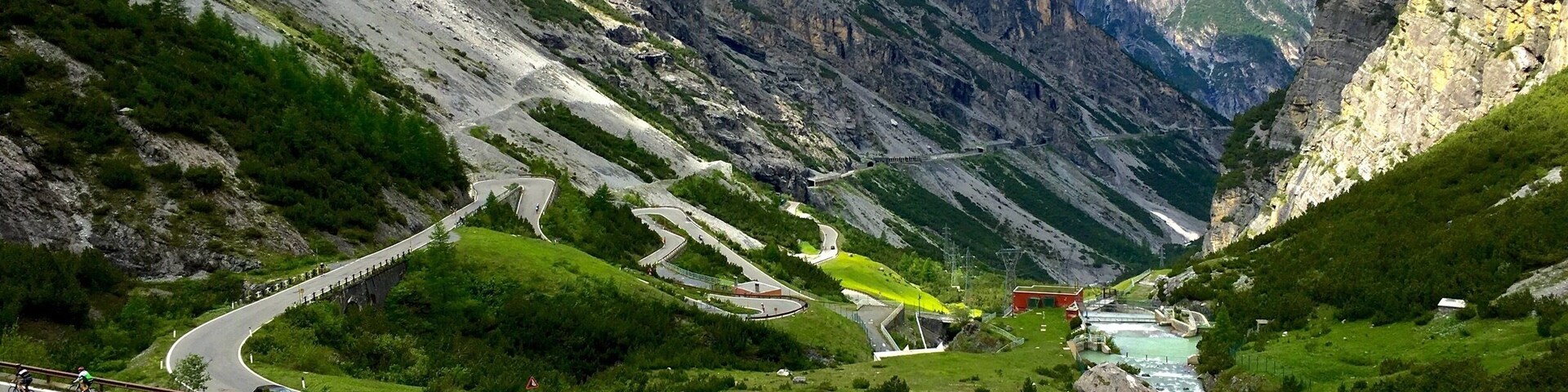 Stelvio pass in Northern Italy is the highest paved road in the Eastern Alps. With an altitude of 2,757m and famous for its 48 hairpin turns it is a popular challenge for cyclists, motor cyclists and motoring enthusiasts alike.