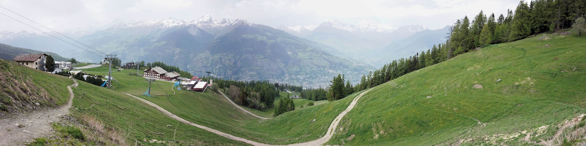View on Mountain near Pila, Aosta Valley.