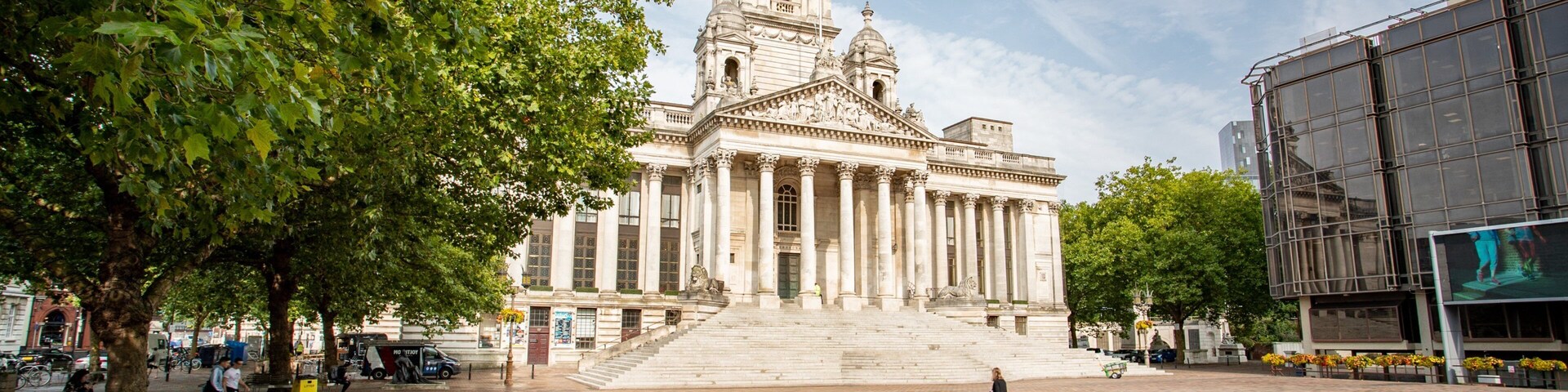 Portsmouth Guildhall showing a square or plaza and heritage architecture