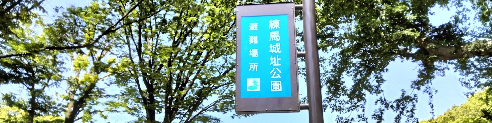 Um sinal com caracteres chineses, rodeado por árvores.
