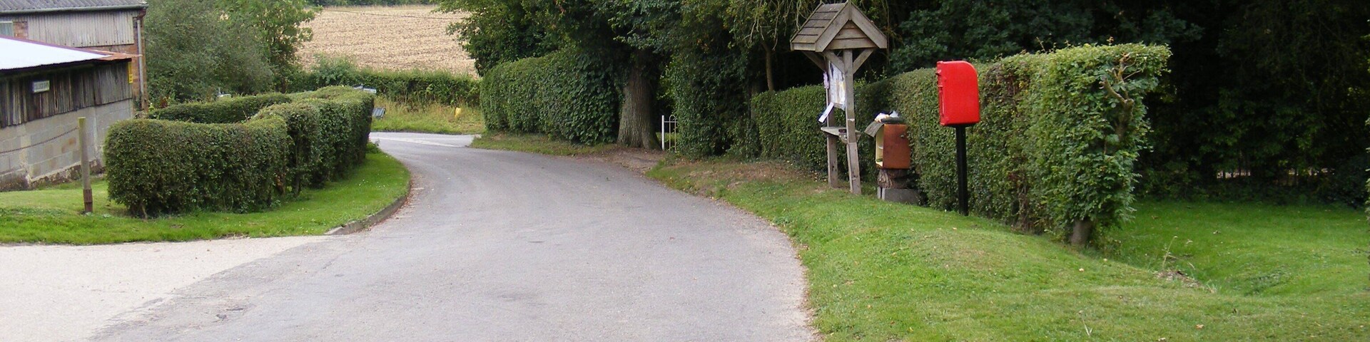 Bruisyard Road & College Farm Postbox Postbox No. IP17 4608 Church Road is in the distance