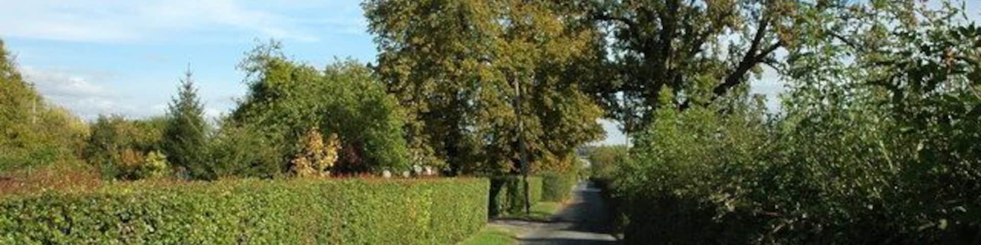 Snig's End, Corse No through at Snig's End, Corse. Down this road are a number of Chartist dwellings each with its own small plot of land.