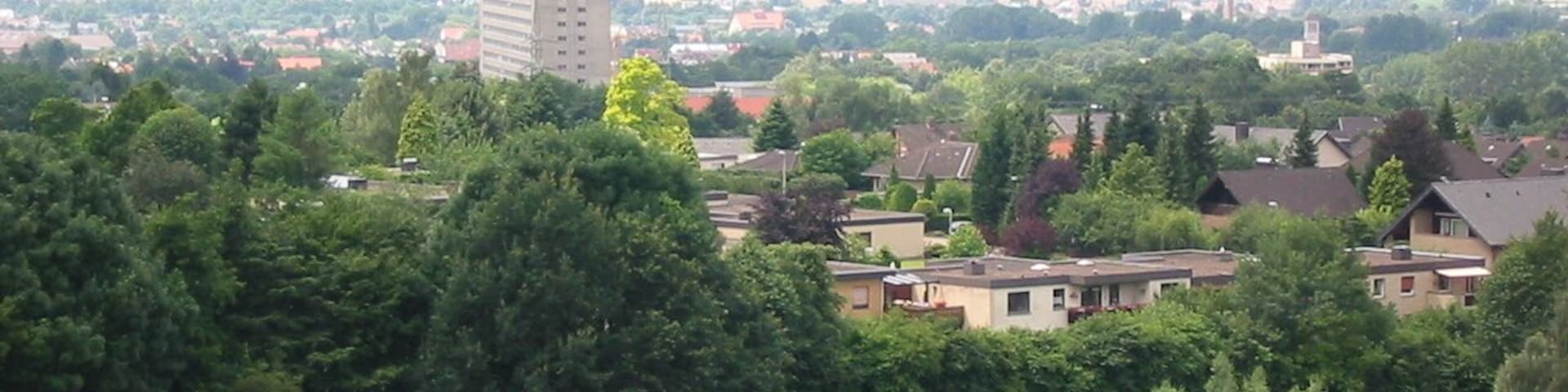 View on town of Herford, District of Herford, North Rhine-Westphalia, Germany.
