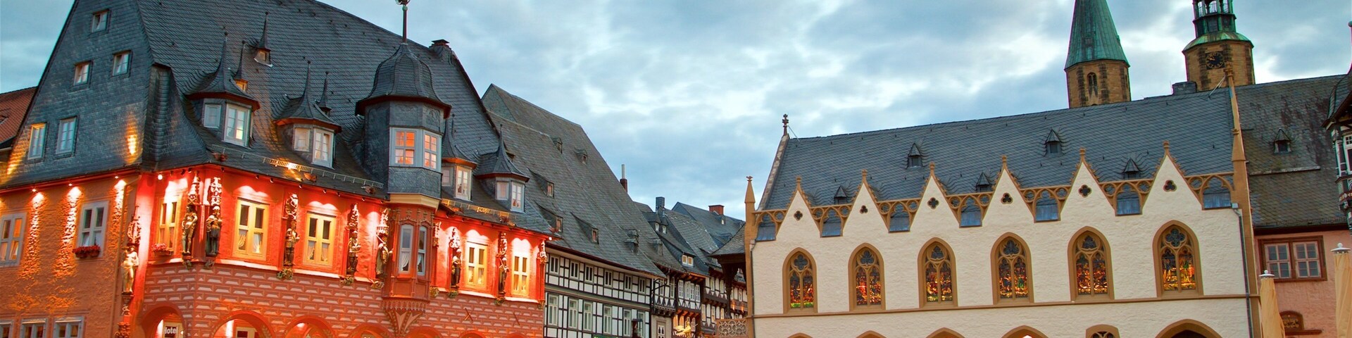 Goslar which includes a square or plaza, heritage elements and a fountain