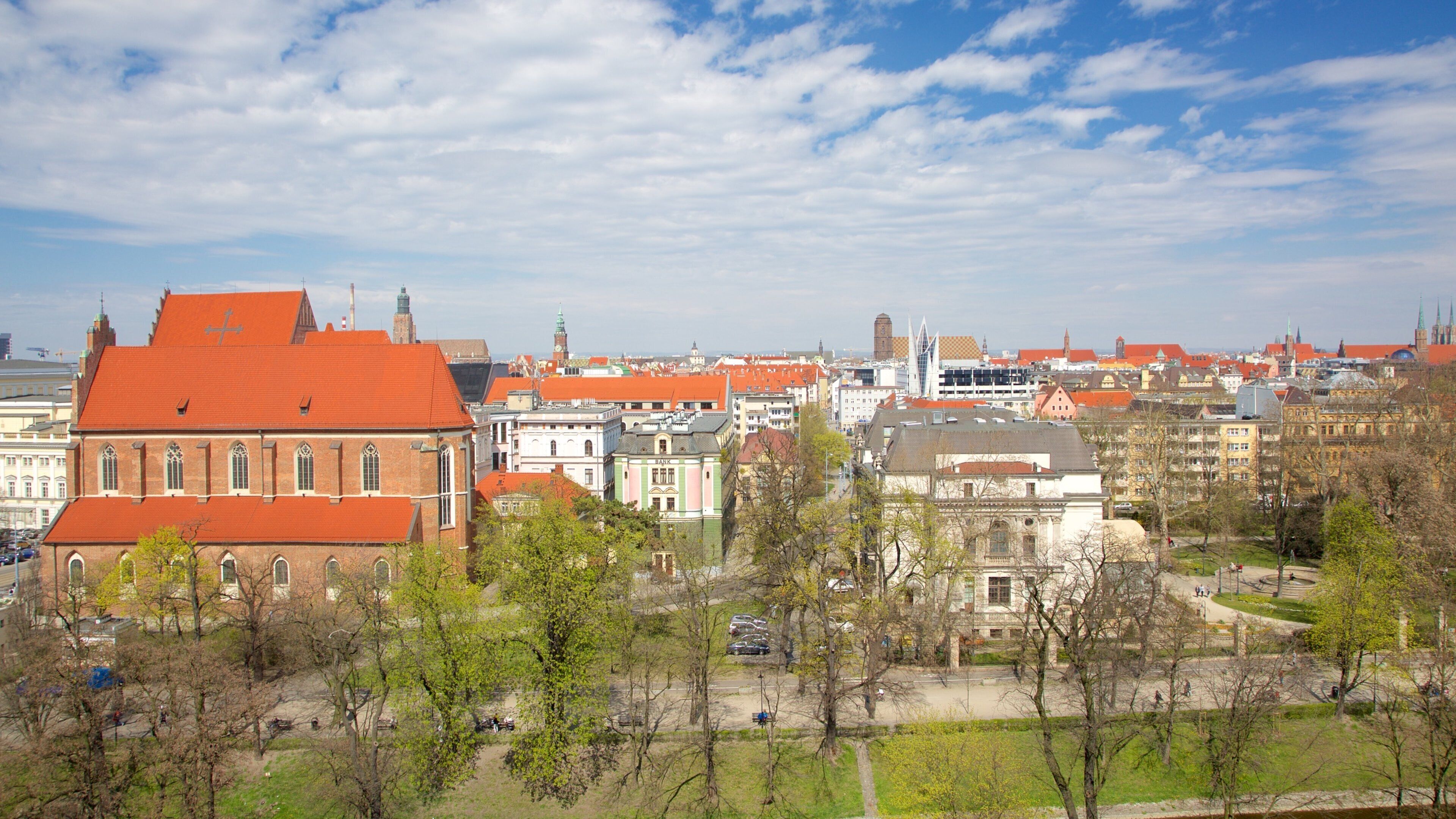 Corpus Christi Church showing a city and a church or cathedral