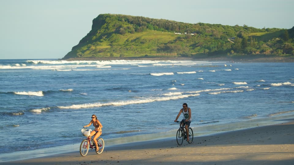 Lennox Head which includes cycling and a beach as well as a couple