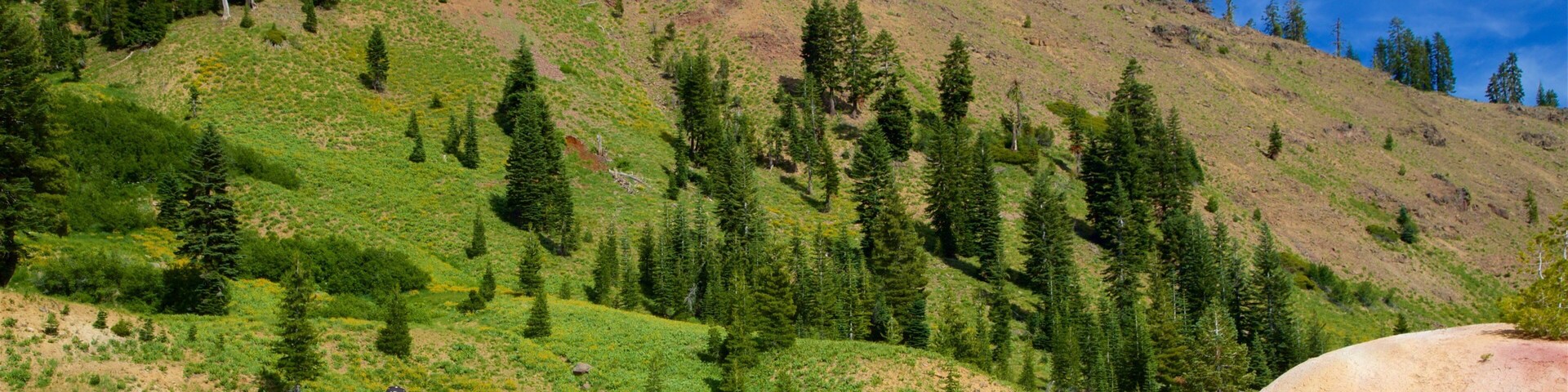 Sulphur Works showing views and tranquil scenes as well as a family