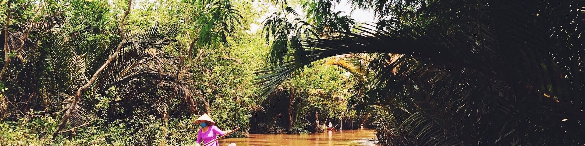 We hired a boat to take us on a little cruise of the Mekong Delta area in Vietnam. Very peaceful.