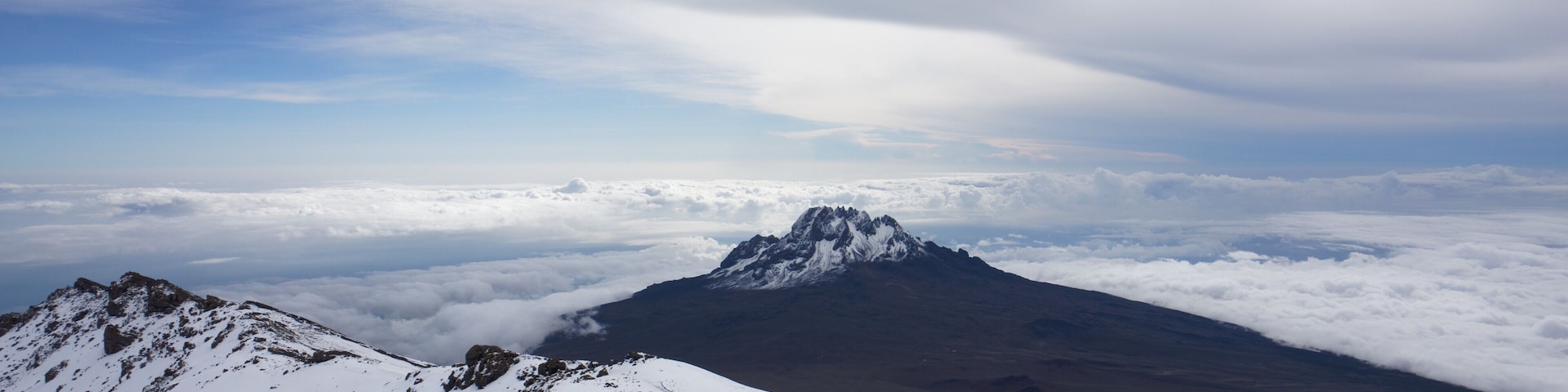 Spectacular view of Mawenzi peak from the Kilimanjaro main peak, Kibo peak 19340 ft