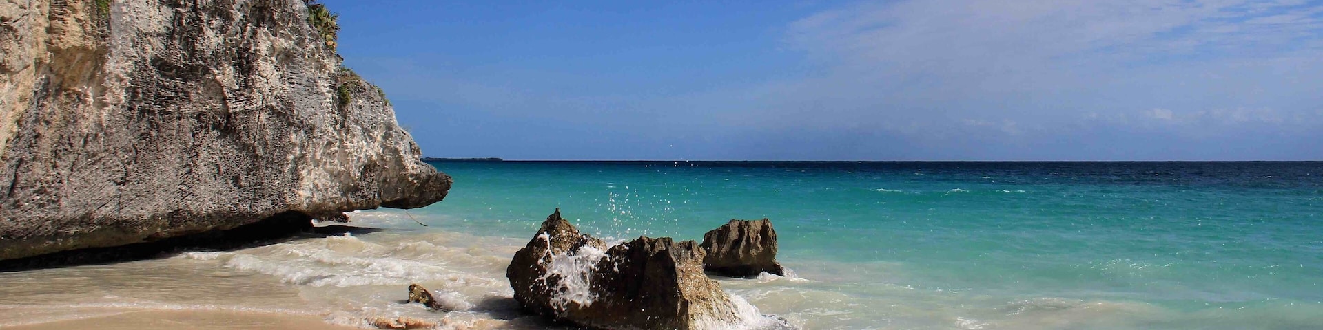 This pic was taken at the hidden beach at the Tulum Mayan Ruins in Mexico. After exploring the ruins and looking for a place to cool off, look for the wooden viewing platform and take the stairs down to the beach and you will find an amazing beach. Great for a quick swim. If you continue walking on the beach, there are several areas that will take you away from the crowds and allow you to explore a little further.