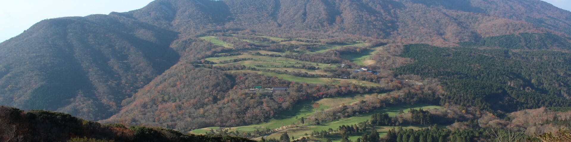 Main summits of Mount Amagi seen from the ESE (from Mount Togasa) in Izu Peninsula Shizuoka prefecture, Japan.