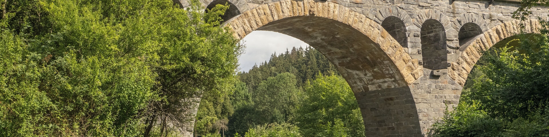 Railway viaduct across the river Saale in Ziegenrück in Thuringia