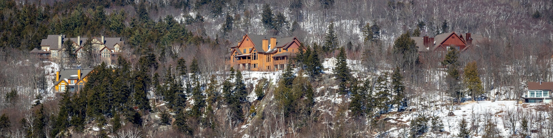 Lake Tremblant featuring snow, landscape views and a small town or village