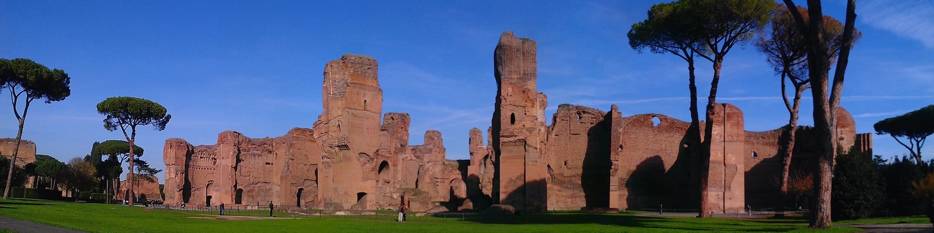 Panoramic image of the Baths of Caracalla, Rome.