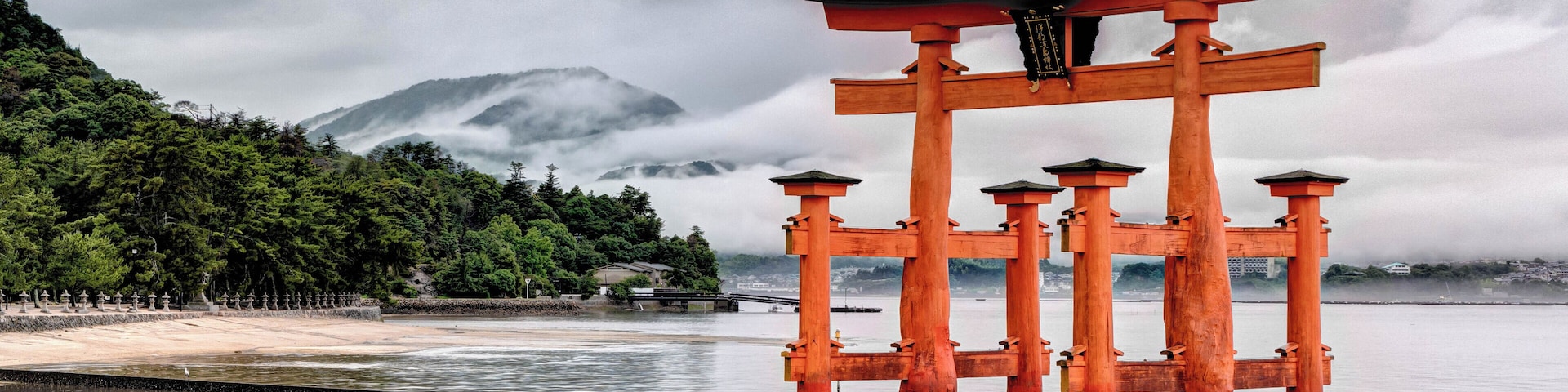 Itsukushima Shrine torii gate is the famous torii gate of the Itsukushima Shrine on Miyajima island, just offshore from Hiroshima.