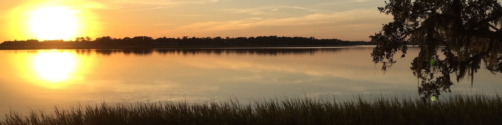 Sunset looking across the Moon River from Skidaway Island on the Georgia coast.
