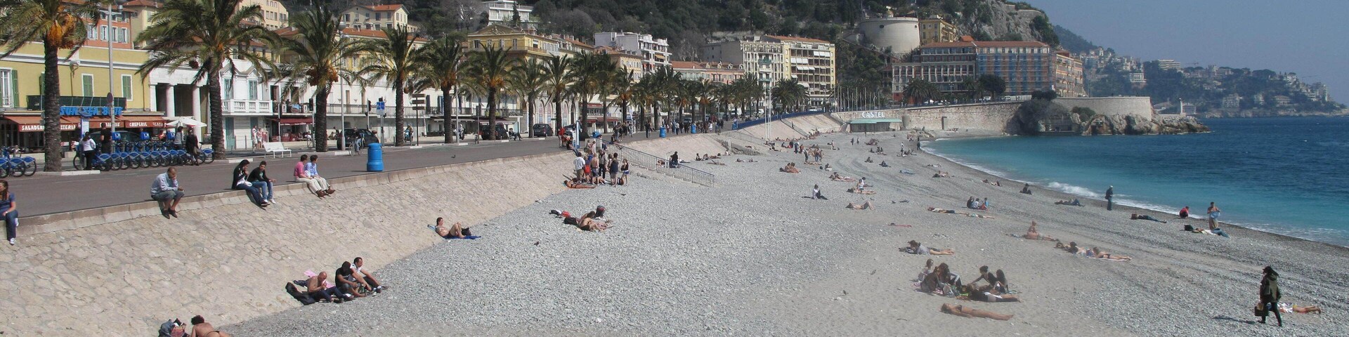Beach of Nice (Alpes-Maritimes, France).