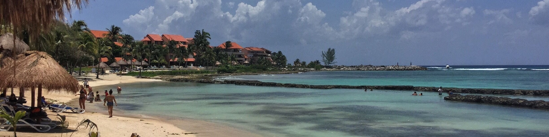 Walking on the beach.