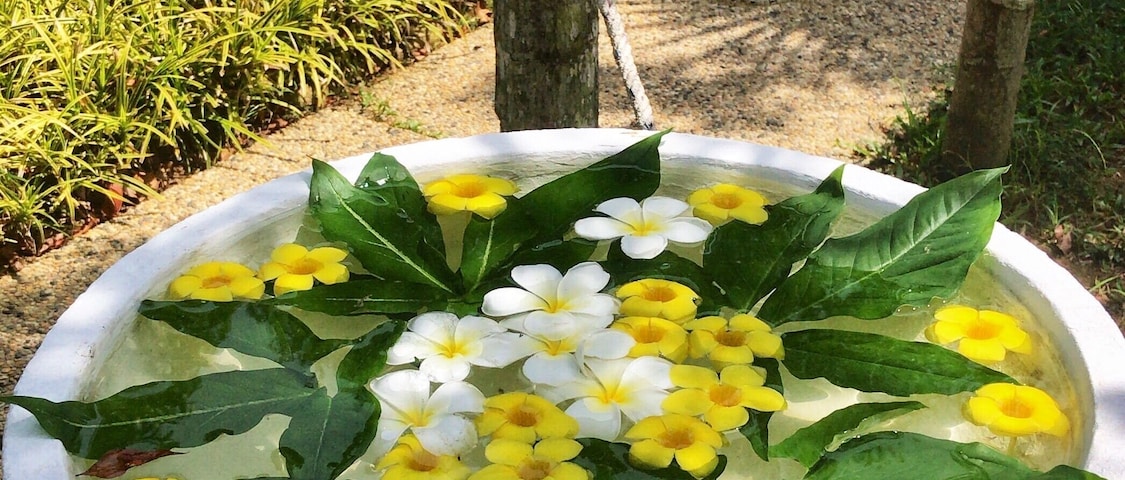 Calm space created through #yellow flowers at the Tanjong Jara Resort #lifeatexpediagroup