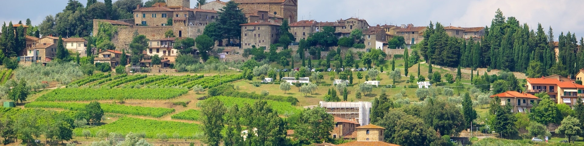 Panzano in Chianti caracterizando uma cidade pequena ou vila e arquitetura de patrimônio