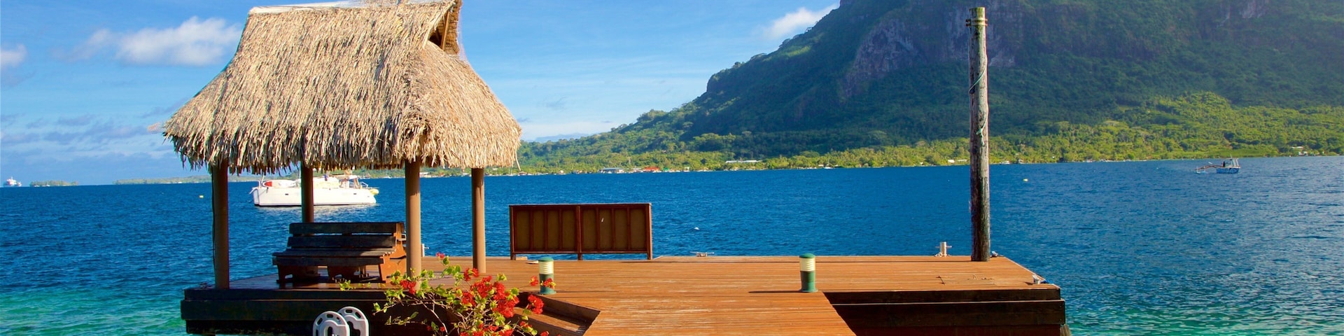 Bora Bora mostrando paisagens litorâneas, montanhas e cenas tropicais