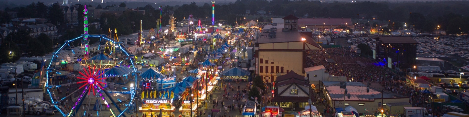 Allentown showing rides, a city and a festival