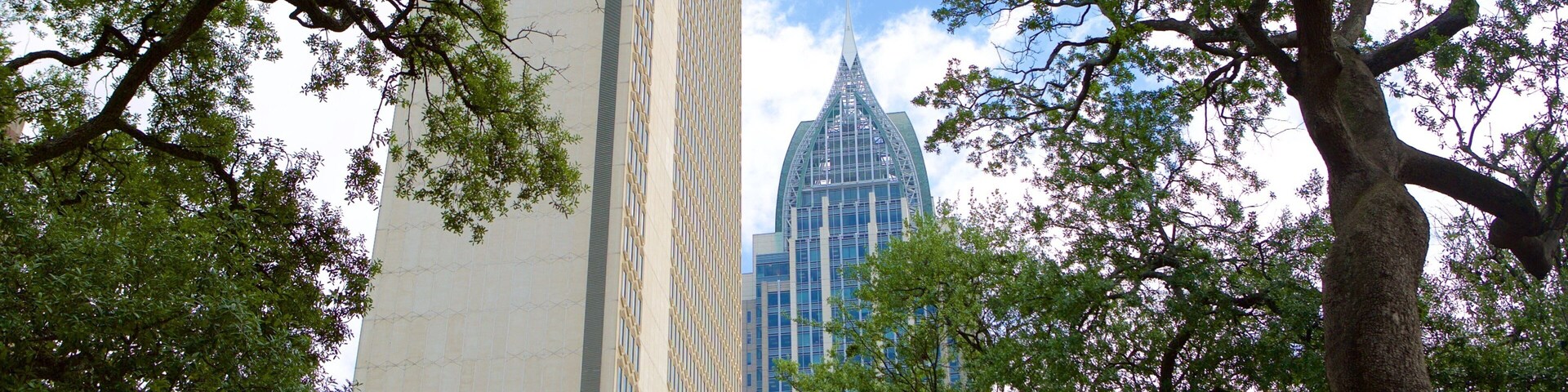 Mobile which includes a high rise building and a park