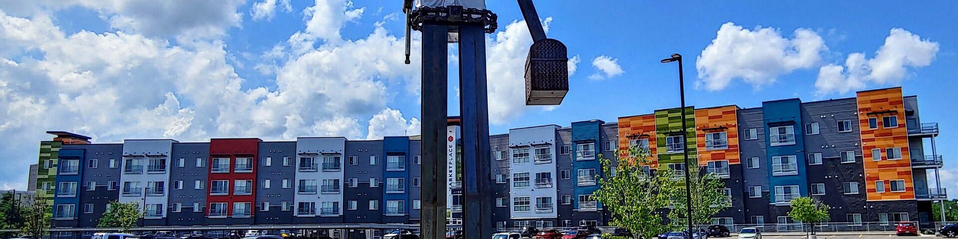 The structural steel statue “The Worker” can be found at Cedar and Shiawassee streets in Lansing.
The 22-foot-tall, 2,000-pound sculpture created by Rick Luke, is currently sporting a Lansing Lugnuts minor league baseball jersey.
@TheWorker517