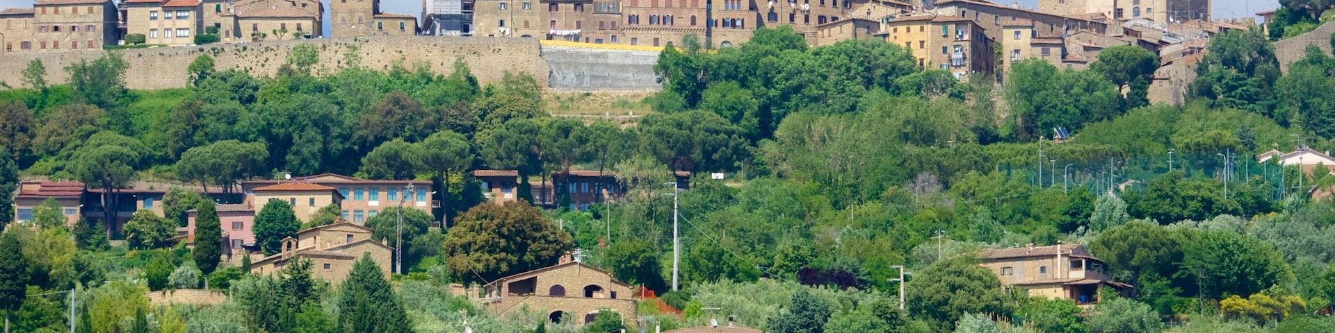 Volterra mostrando elementos de patrimônio e uma cidade pequena ou vila