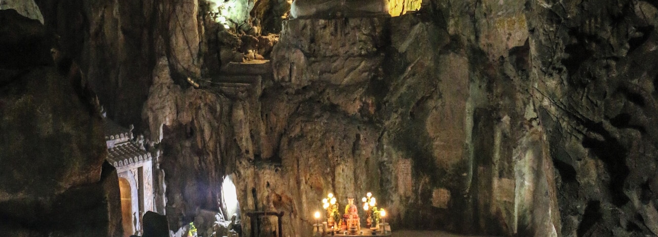 If visitng Da Nang or Hoi An, definately visit The Marble Mountains. Incredible temples built inside caves inside of the mountains.
Inexpensive, Loads of Temples, Massive Caves and also a nice lookout point at the top.
Allow 2-3hrs to see everything