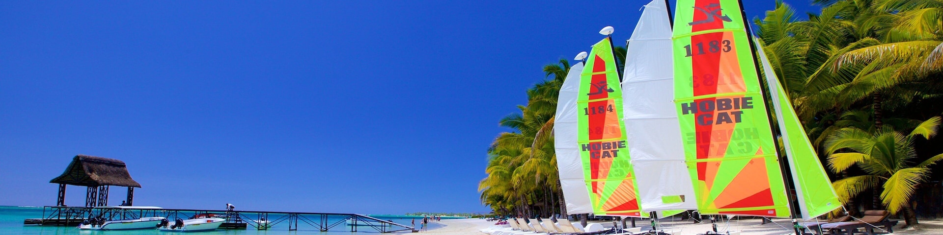 Trou aux Biches which includes a beach and sailing