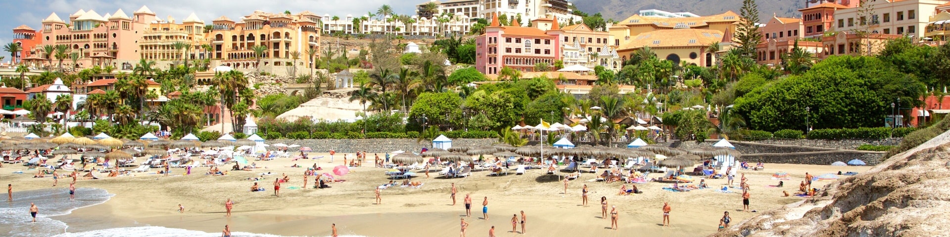 Del Duque Beach featuring a coastal town, swimming and general coastal views