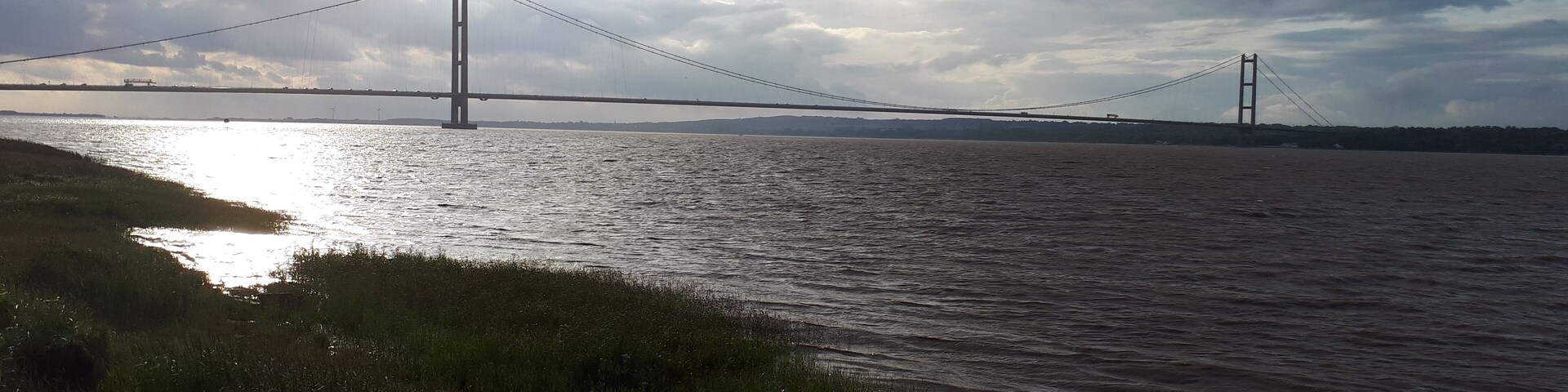 The Humber Bridge at twilight.