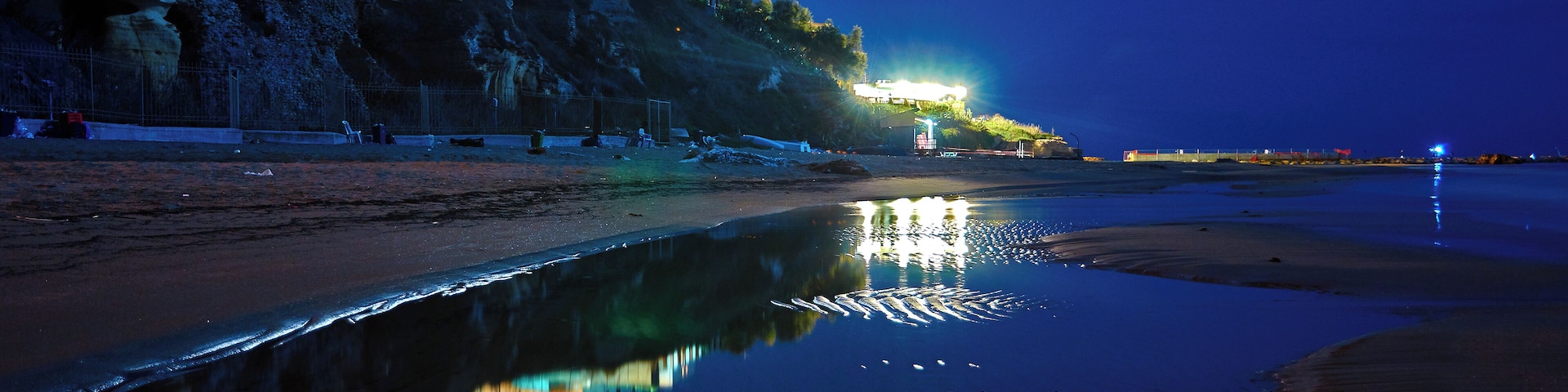 The lighthouse of Anzio under the moonlight