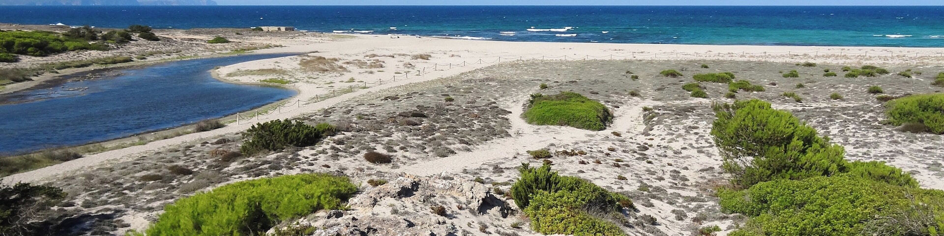 Der Strand Platja de Son Real an der Küste der Gemeinde Santa Margalida, Mallorca, Spanien